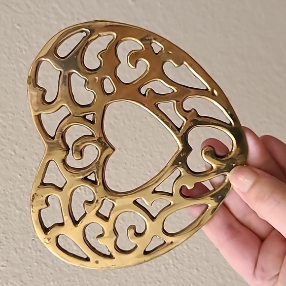 Vintage | Kitchen | Vintage Brass Heart Trivet | Poshmark